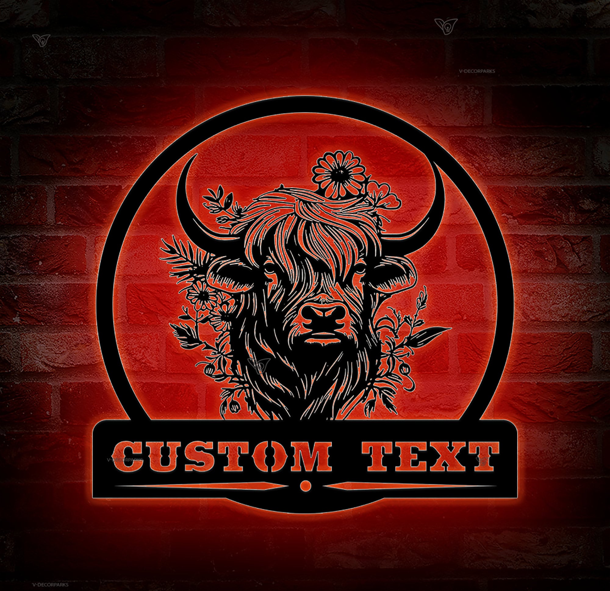 Custom Highland Cow Metal Sign LED Light,highland Cow Decor ...