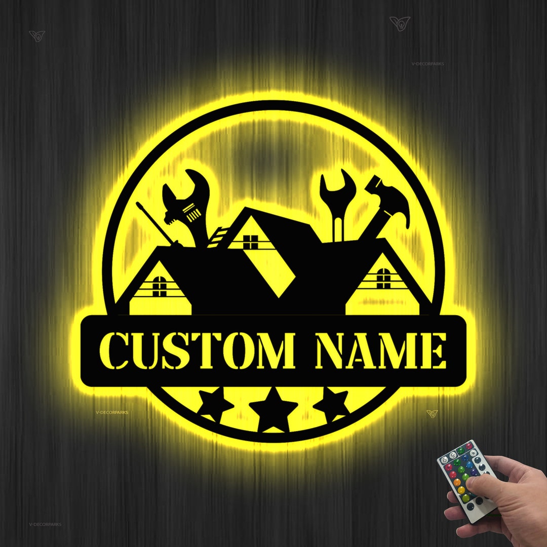 Custom Tool Repair Maintenance Home Metal Wall Art LED Light ...
