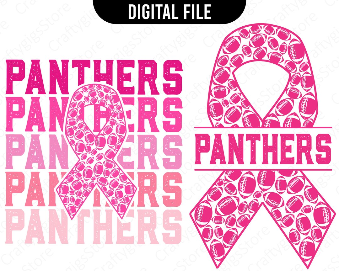 Panthers Breast Cancer Svg, Panthers Svg, Spirit Svg, Ribbon Football ...