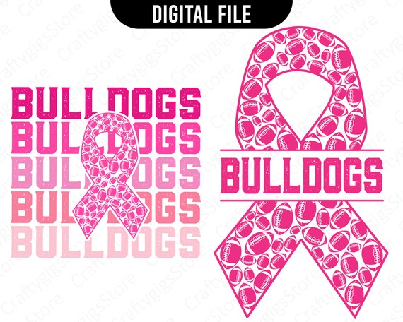 Breast Cancer Mascot Svg Bulldogs Svg Spirit Svg Ribbon - Etsy Ireland
