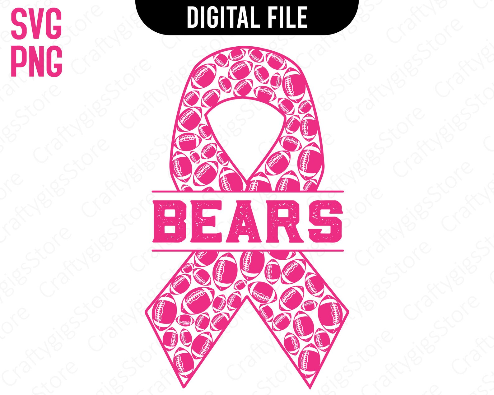 Breast Cancer Mascot Svg, Bears Svg, Spirit Svg, Ribbon Footballs Svg ...