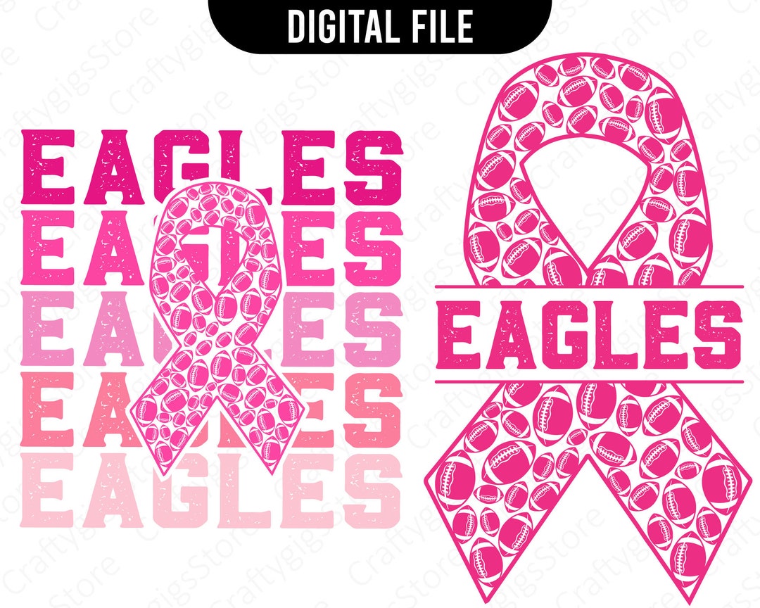 Breast Cancer Mascot Svg, Eagles Svg, Spirit Svg, Ribbon Footballs Svg ...