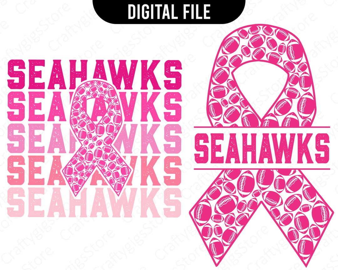 Seahawks Cancer Mascot Svg, Seahawks Svg, Spirit Svg, Ribbon Football ...