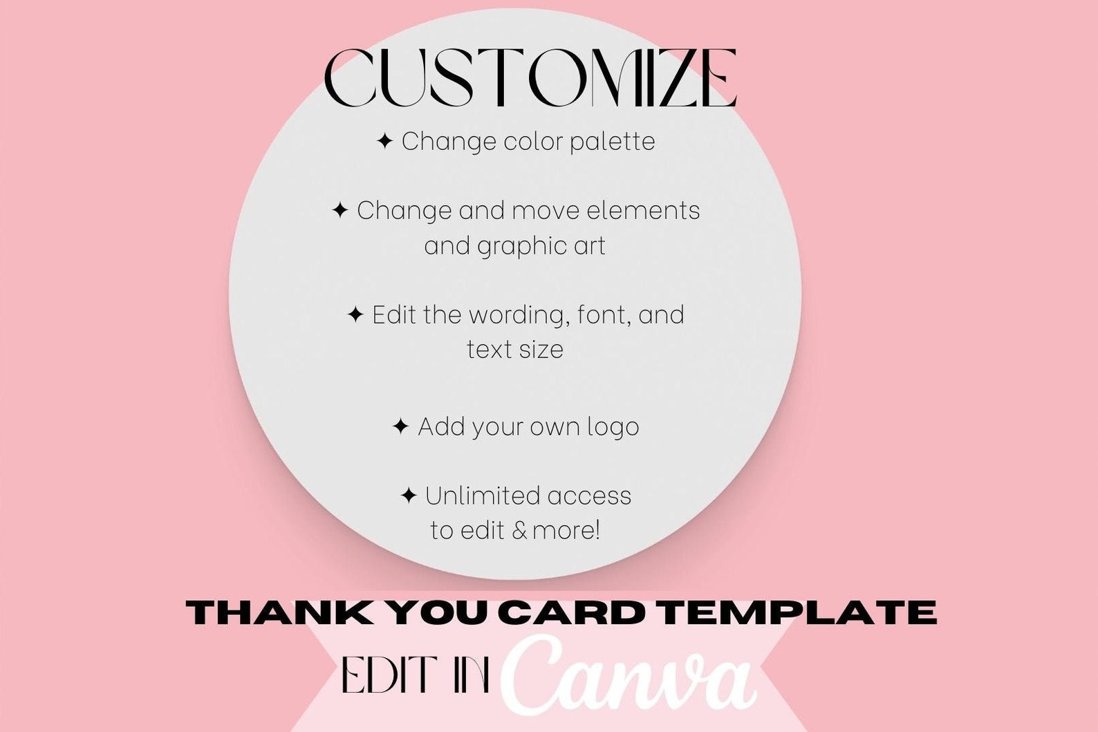 Editable Thank You Business Cards for Small Business Digital CANVA ...