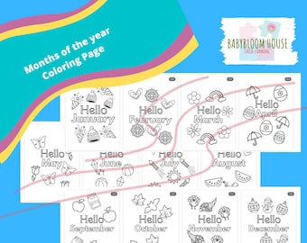 12 Printable Month Names Coloring Pages for Kids. Months of the Year ...