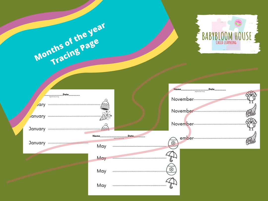 Months of the Year Tracing - Etsy