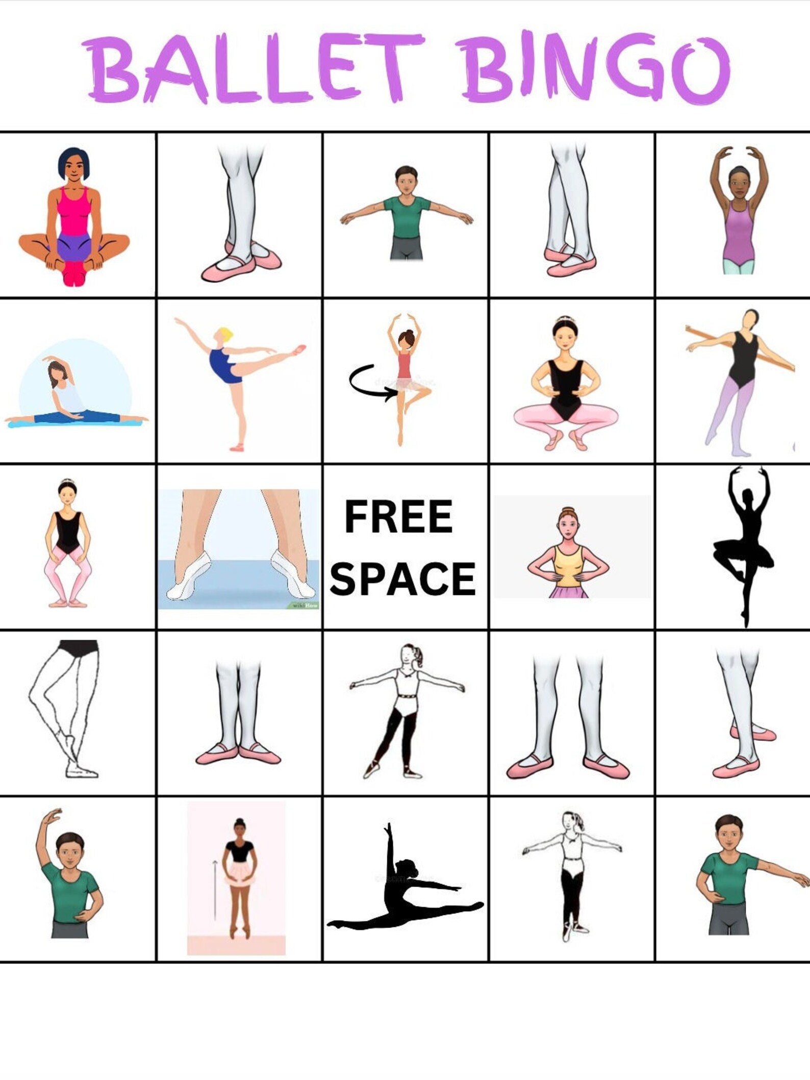 Ballet Bingo Game (20 Pack) - Practice Skills and Terminology - Etsy