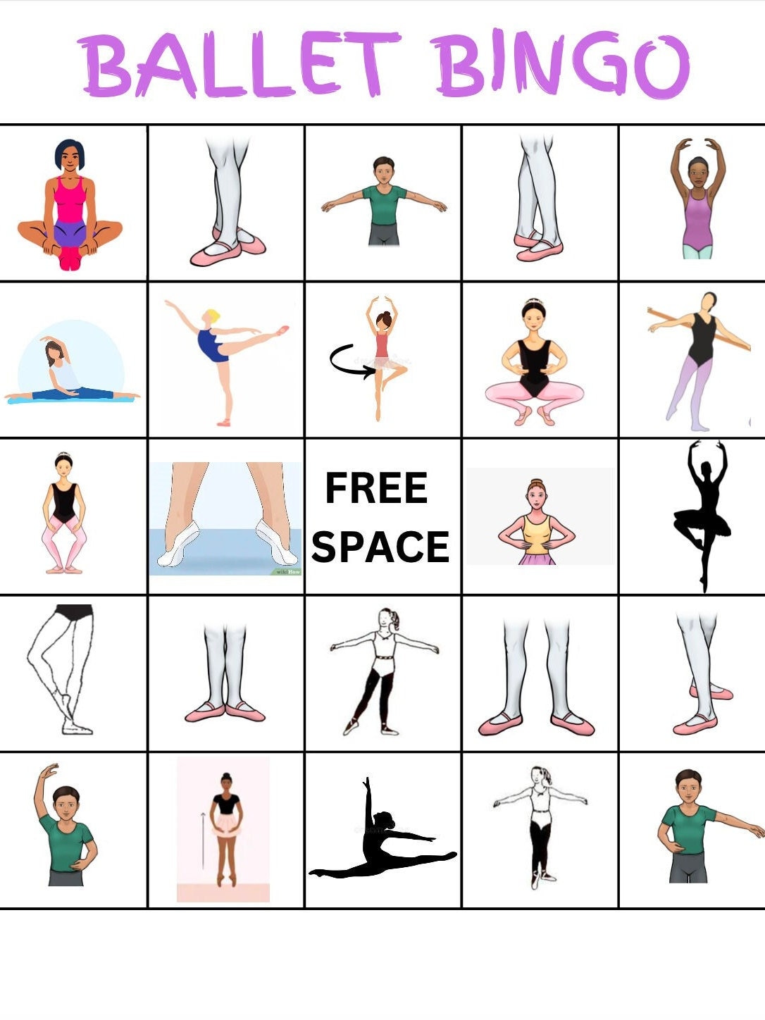 Ballet Bingo Game (20 Pack) - Practice Skills and Terminology - Etsy
