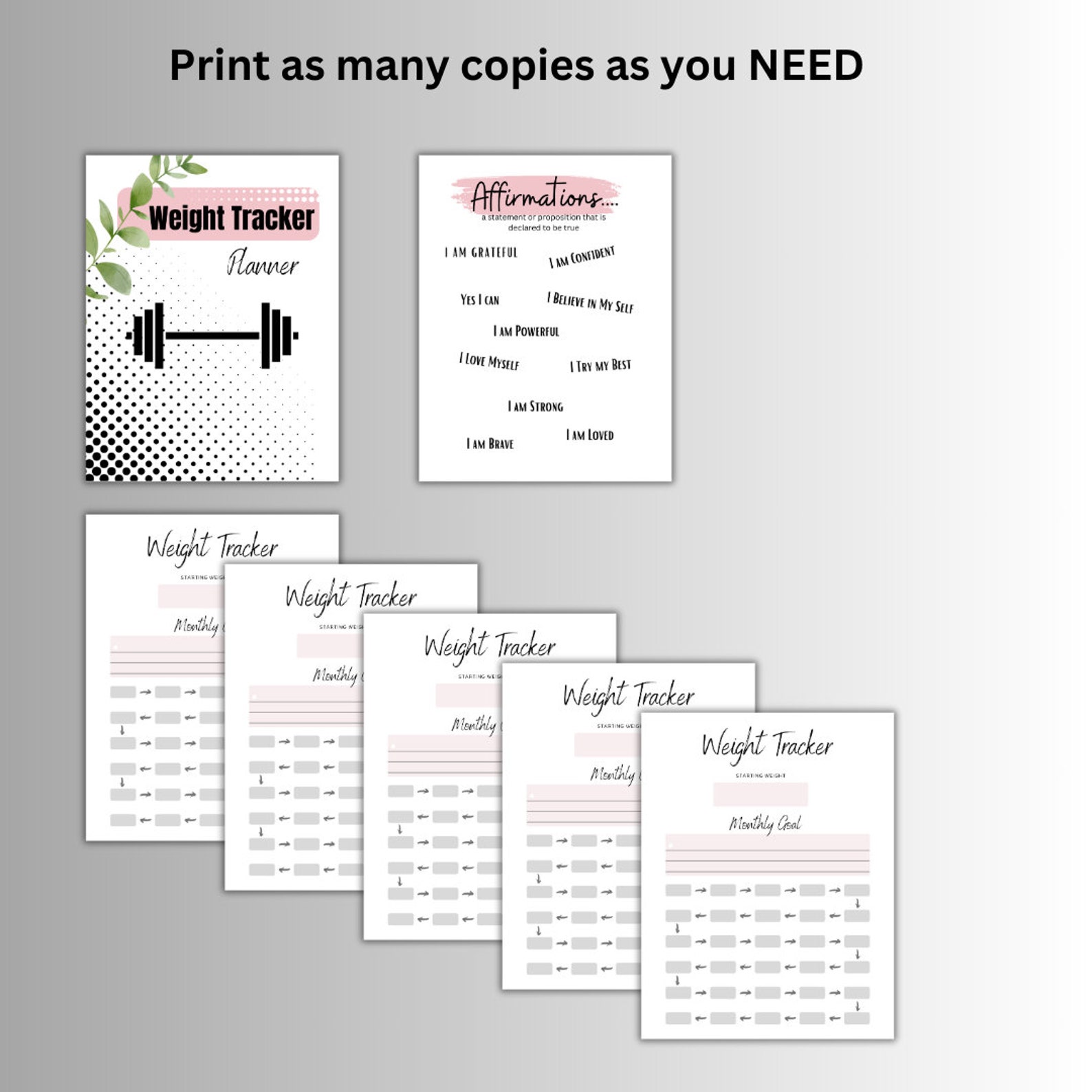 Weight Tracker Printable Planner, Stay Organized Daily Plan Print ...