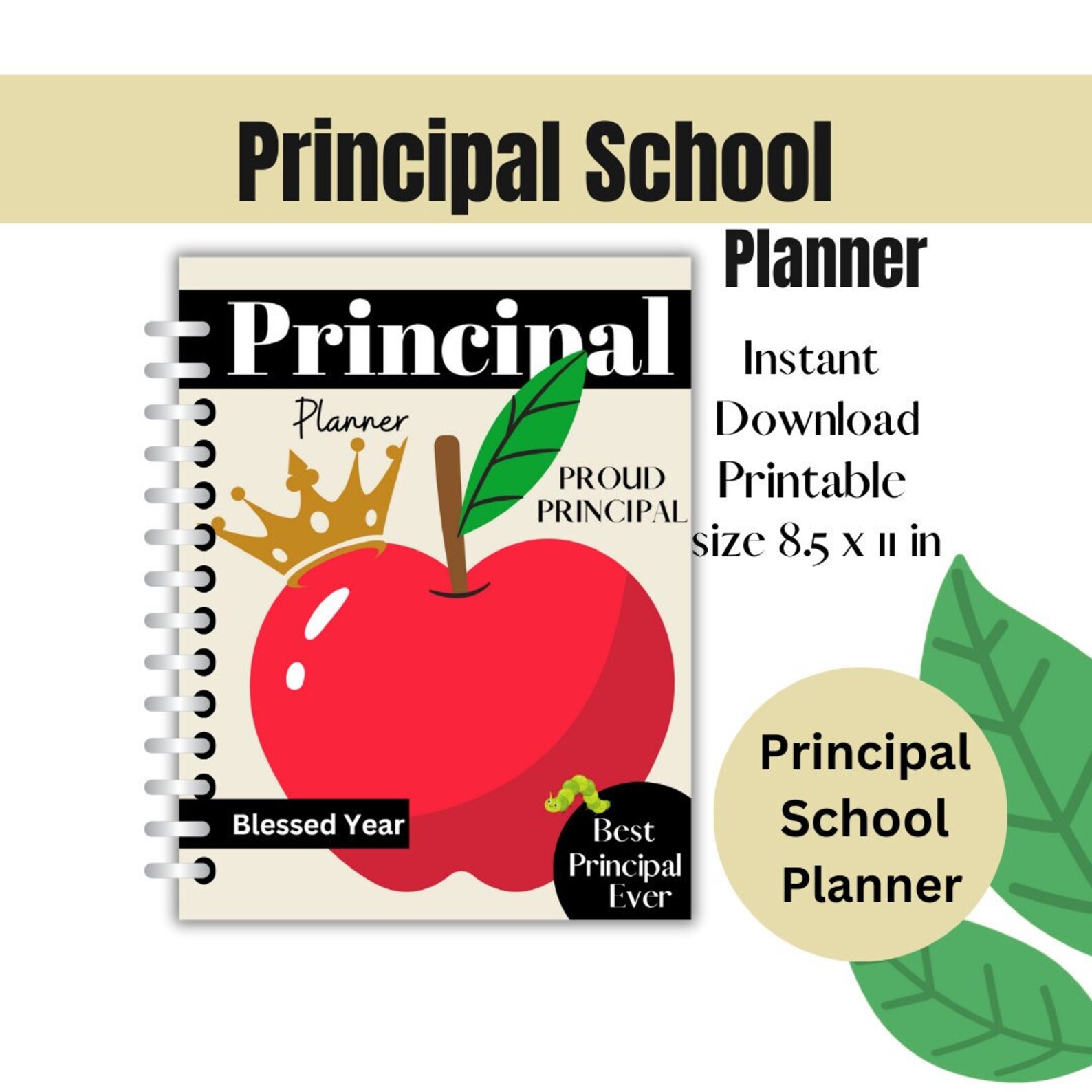 School Principal Planner Digital US Letter Size, Printable Yearly ...