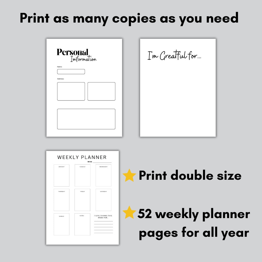 Weekly Planner Printable and Downloadable, Yearly and Productivity ...