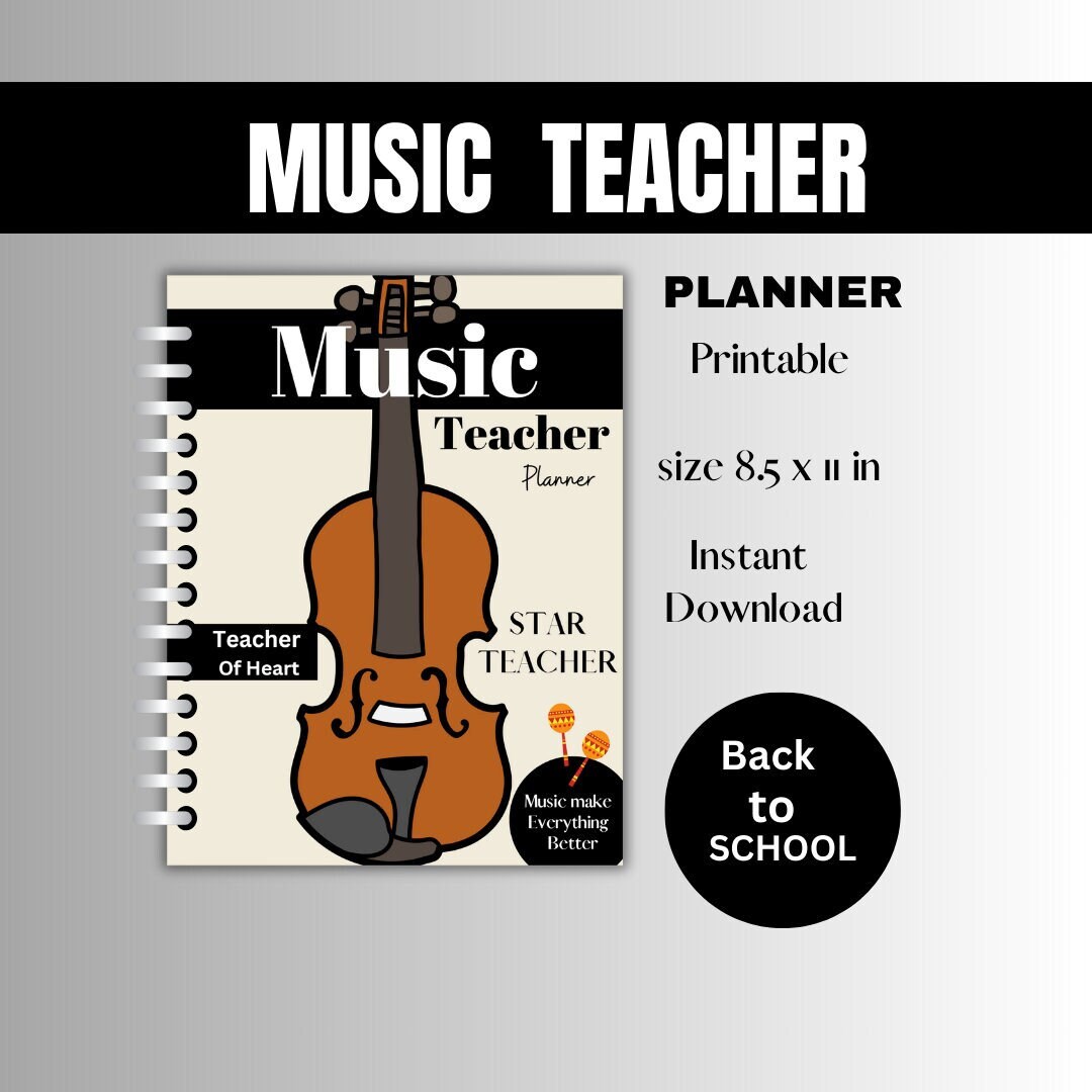 Music Teacher Planner Printable and Downloadable, Keeps You Organized ...