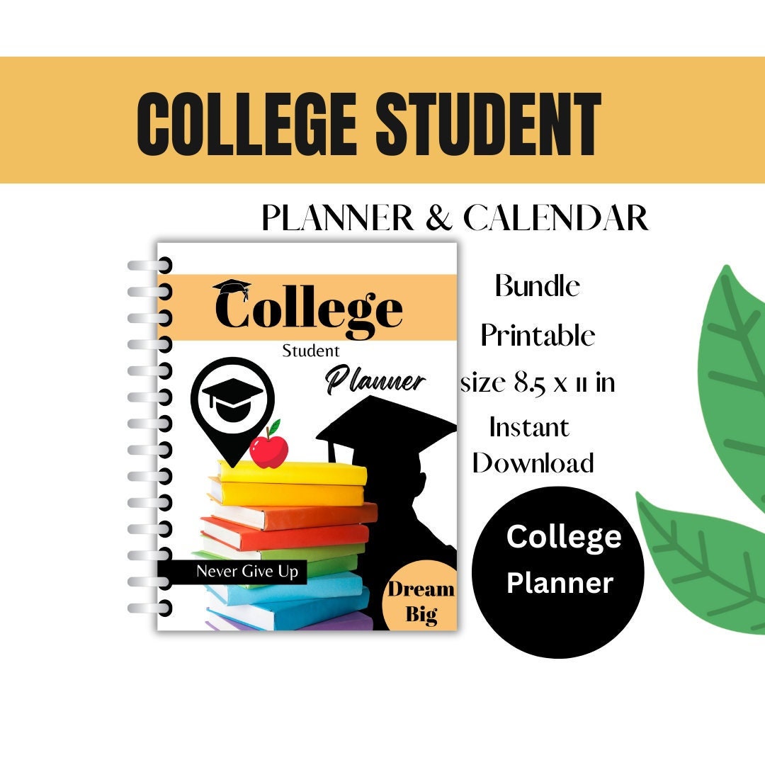 Bundle College Student Planner & Calendar, Printable and Downloadable ...