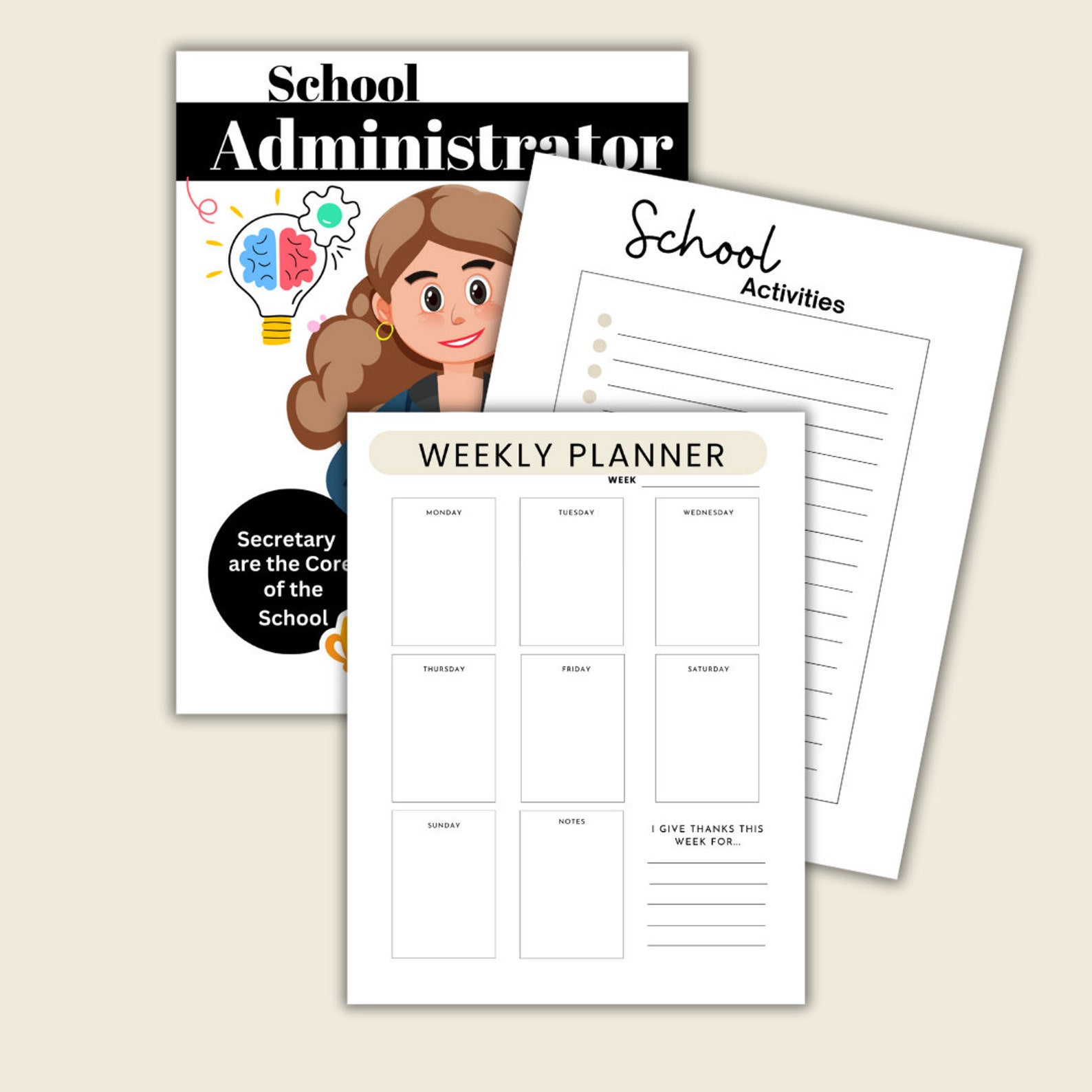 School Administrator Planner Printable and Downloadable, Yearly ...