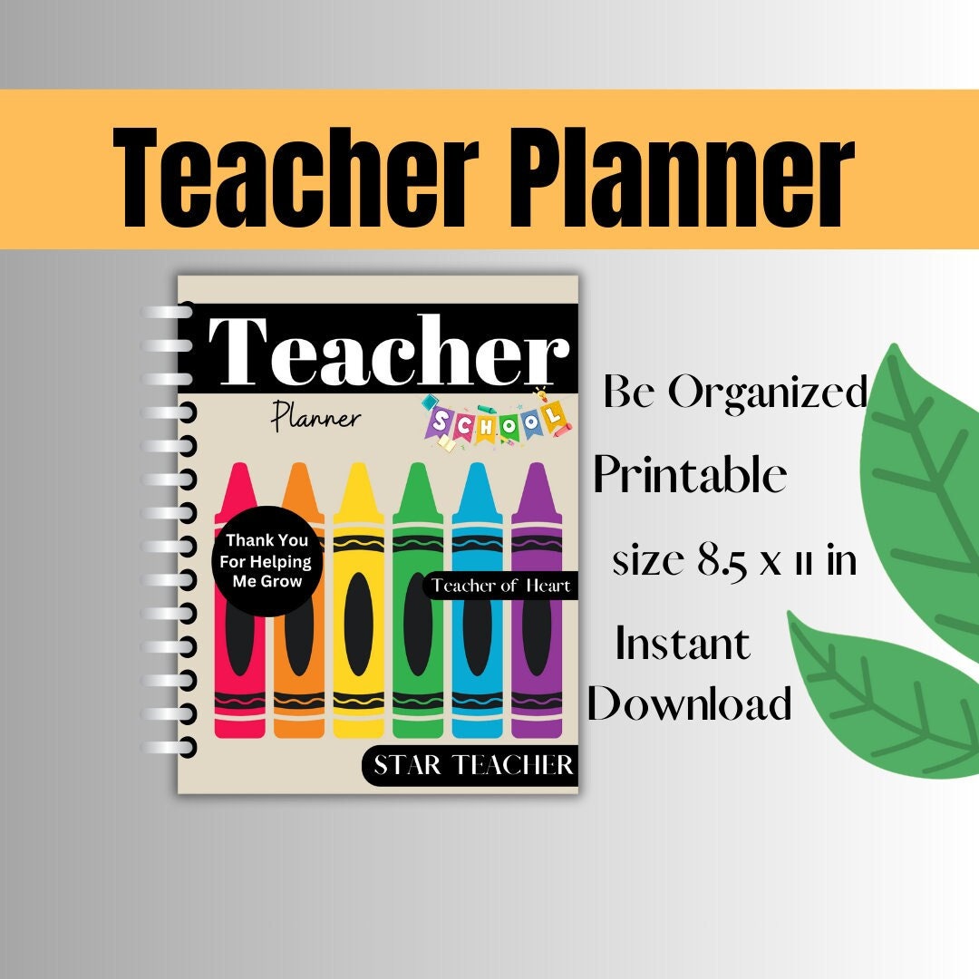 Academic Teacher Planner Printable and Instant Download, Keeps You ...