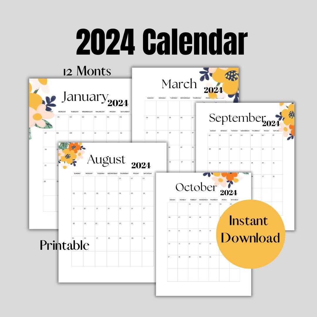 2024 Calendar Printable and Downloadable, Digital Item Keeps You ...