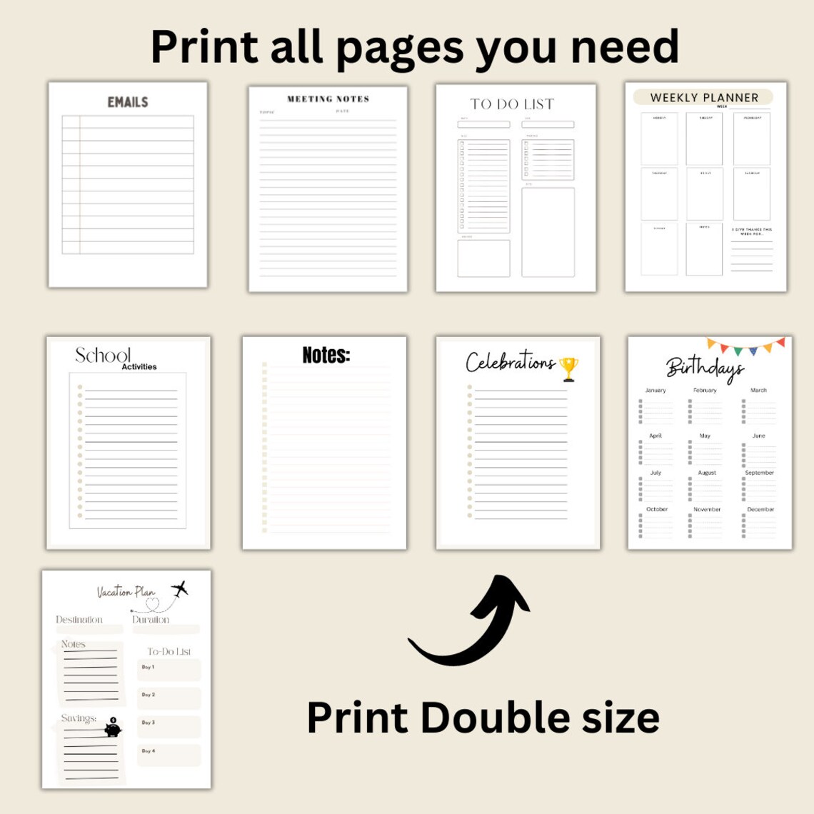 Principal Assistant Planner Printable and Downloadable, Productivity ...