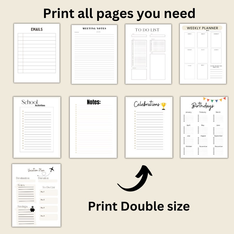 Principal Assistant Planner Printable and Downloadable, Productivity ...