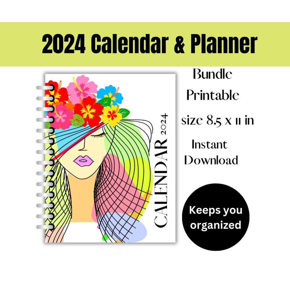 Bundle Digital Planner and Monthly Calendar 2024, Productivity Planner ...