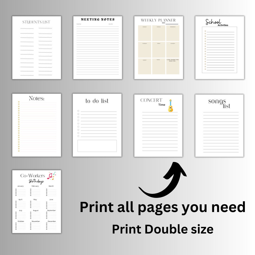 Music Teacher Planner Printable and Downloadable, Keeps You Organized ...