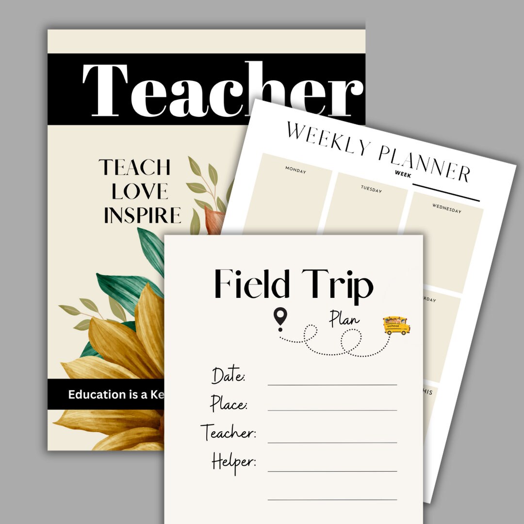 Academic Teacher Planner Printable and Downloadable, Digital Planner ...