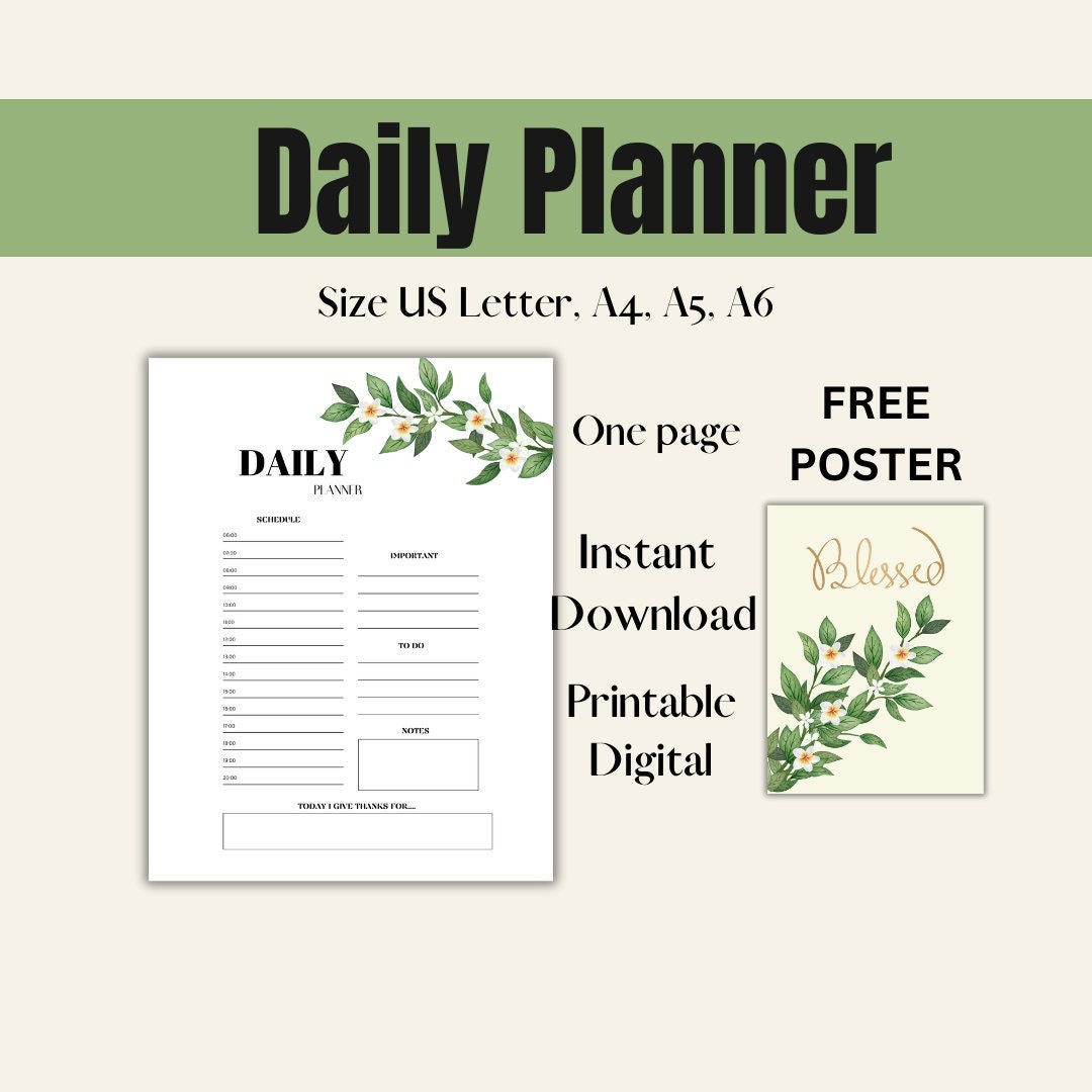 Printable Daily Planner, Downloadable Hourly Planner Keeps You ...
