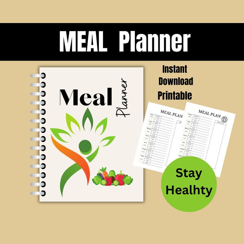 Meal Planner Printable Healthy Plan Downloadable Meal Organized Weekly ...