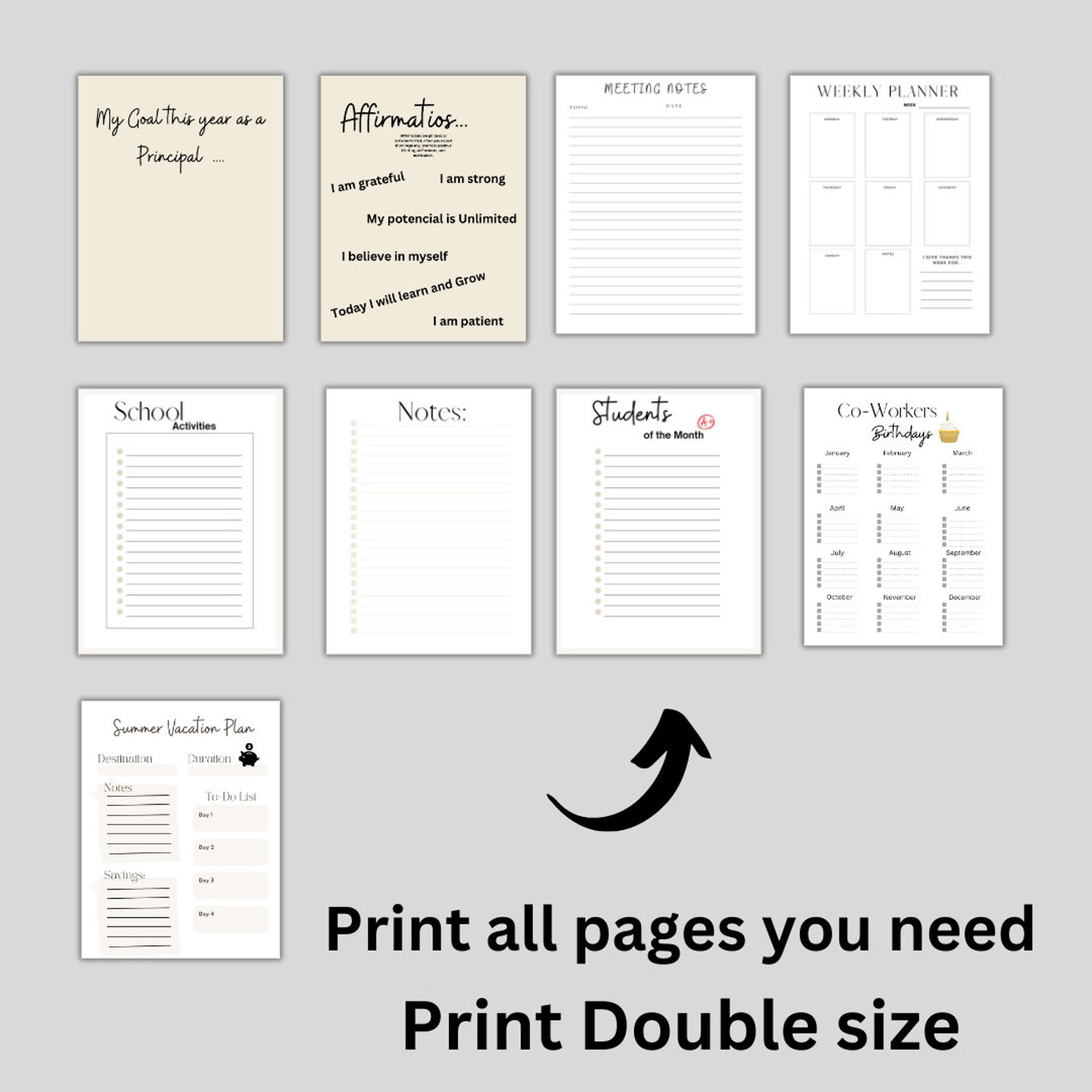 School Principal Planner Printable and Downloadable, Digital Item Keeps ...