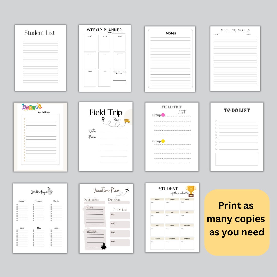 Teacher Planner Printable and Download Planner Print Back to School ...