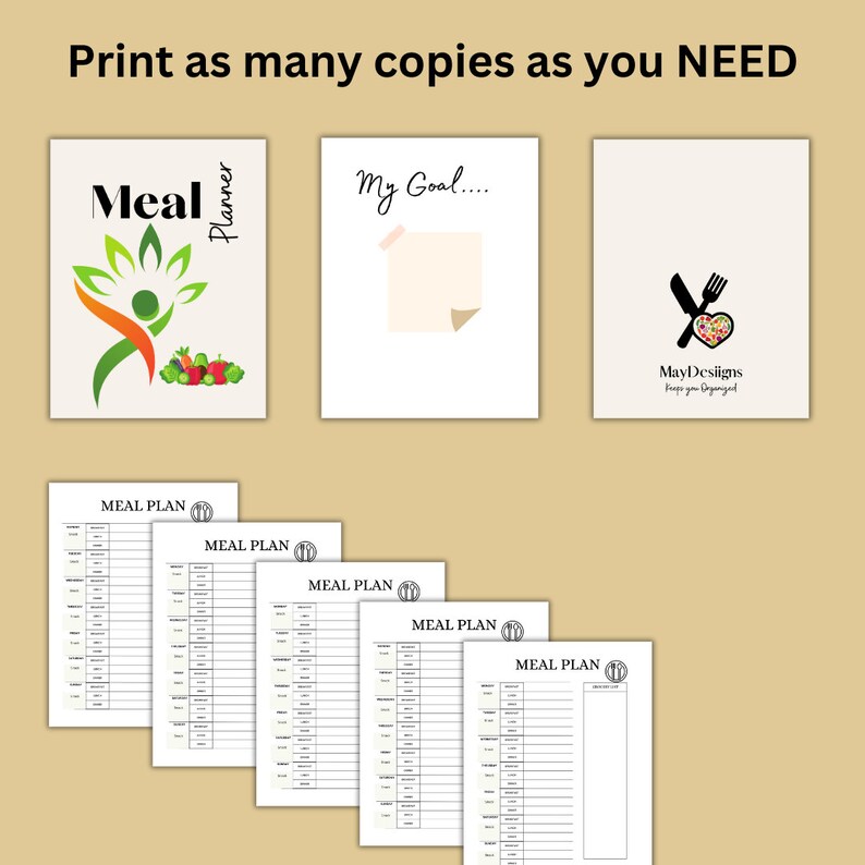 Meal Planner Printable Healthy Plan Downloadable Meal Organized Weekly ...