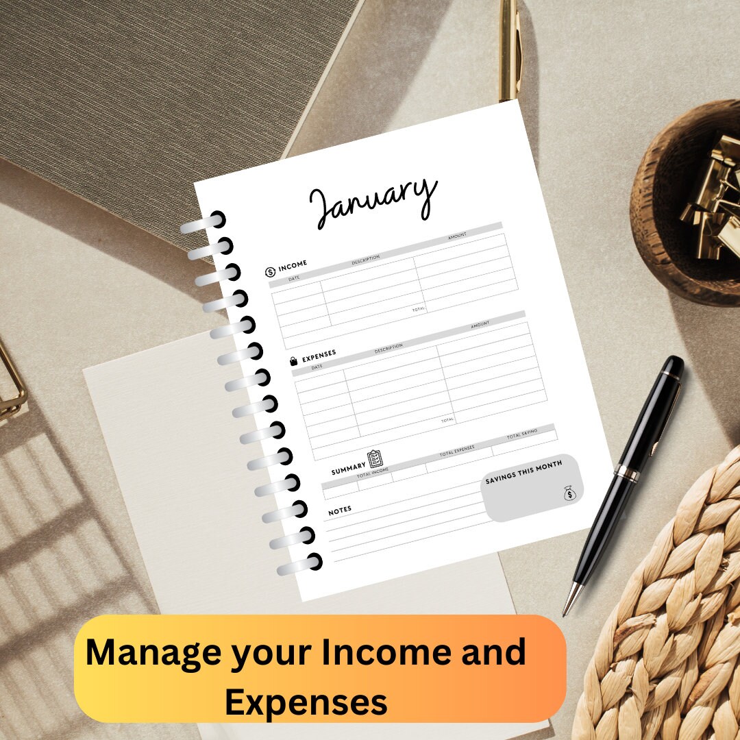 Budget Planner Printable Downloadable Manage Your Income Expenses ...