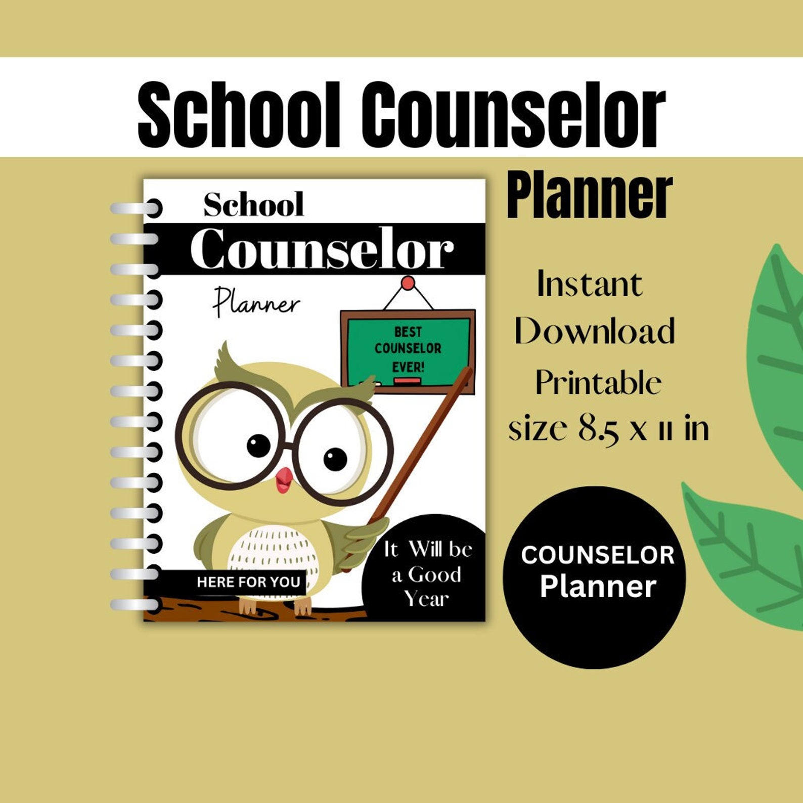 Counselor Yearly Planner Printable Downloadable School Schedule ...