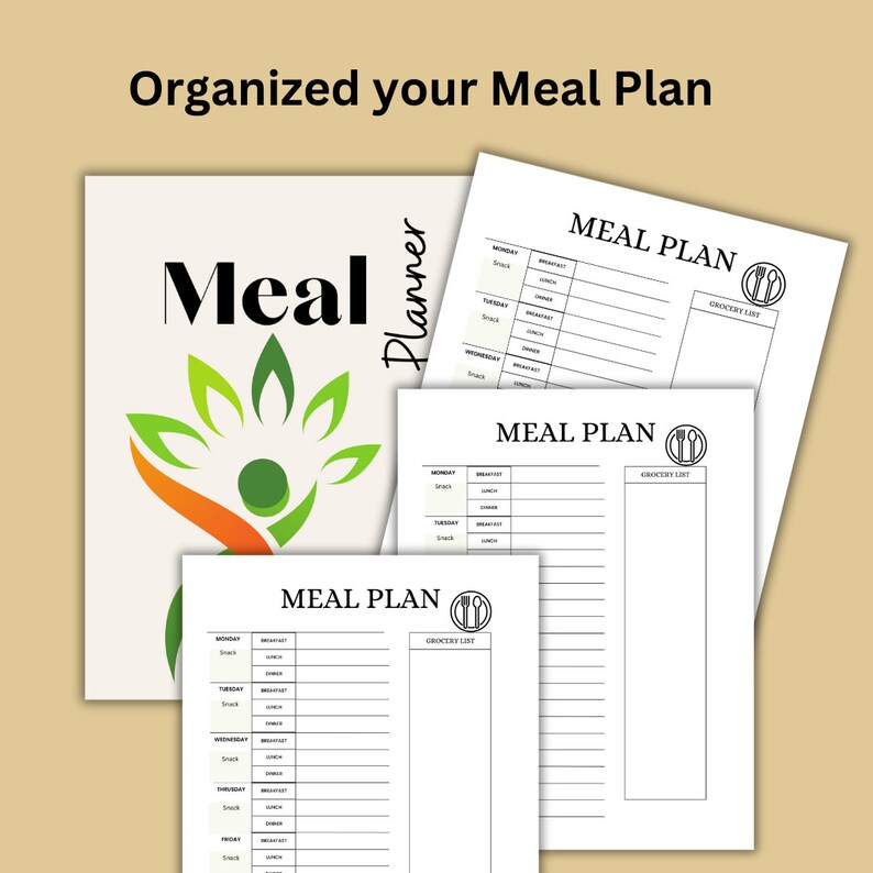 Meal Planner Printable Healthy Plan Downloadable Meal Organized Weekly ...