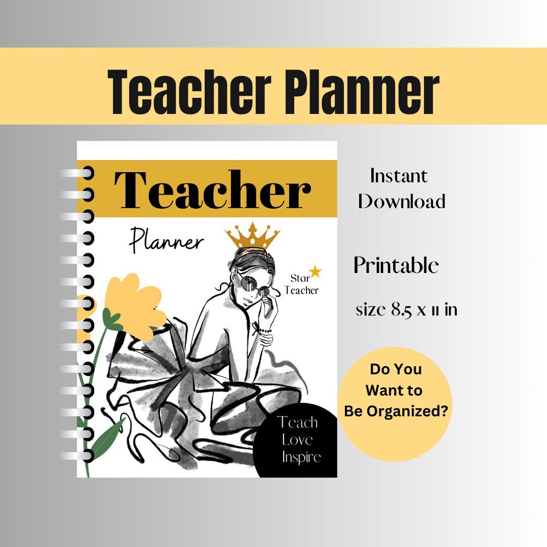 Teacher Planner Printable and Download Planner Print Back to School ...