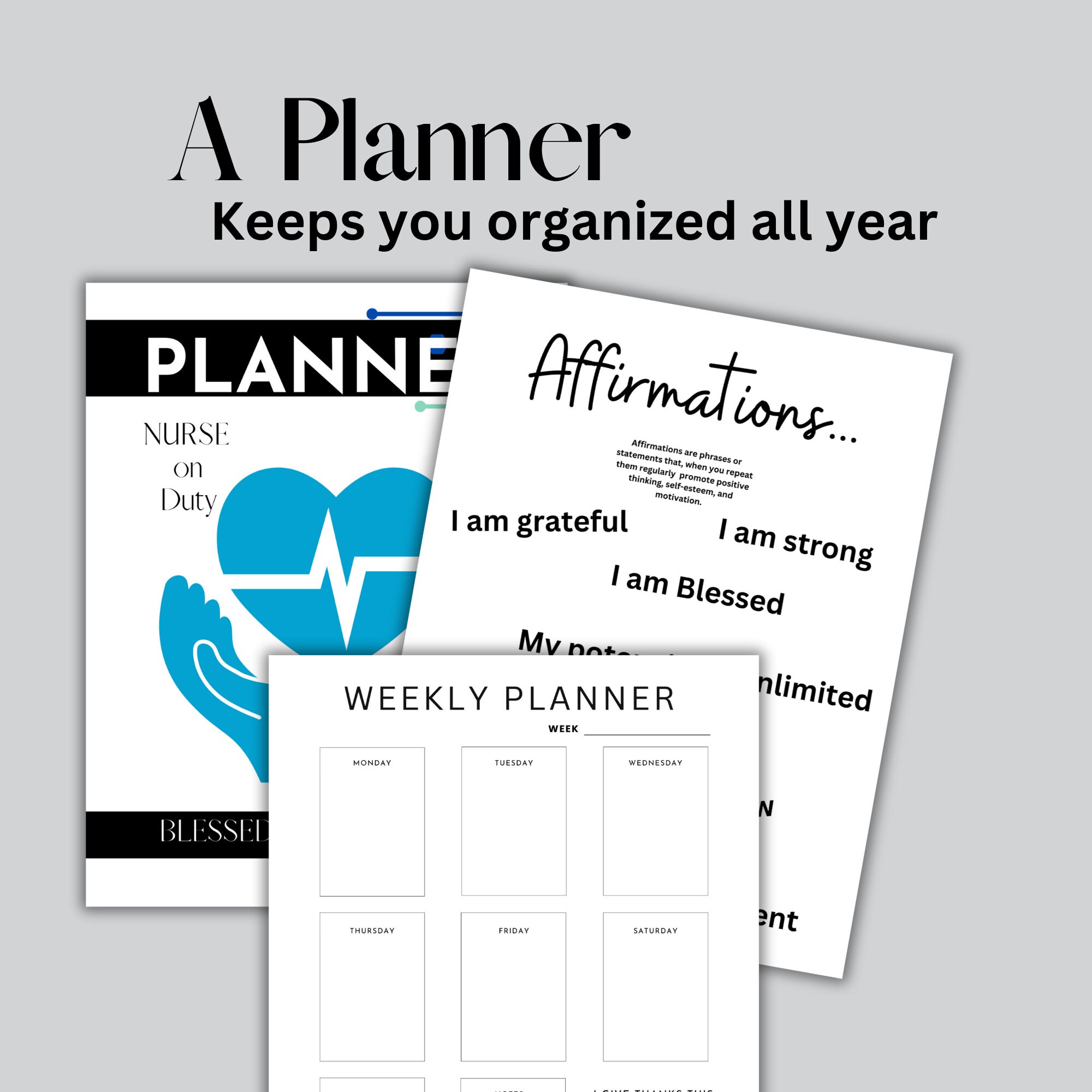 Nurse Planner Printable and Downloadable, Weekly and Productivity ...