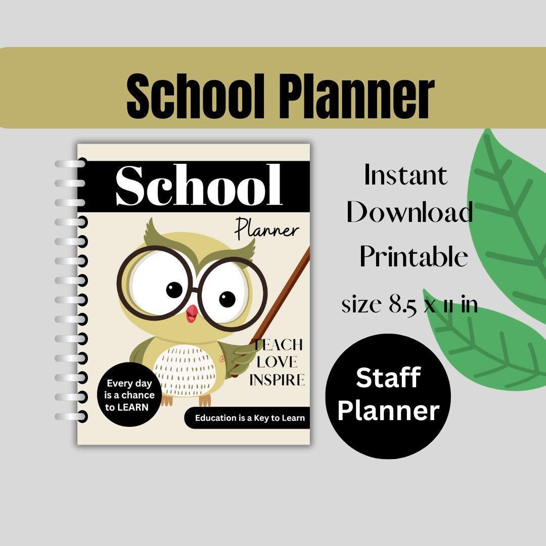 School Staff, Teacher Planner Printable and Downloadable, Digital ...