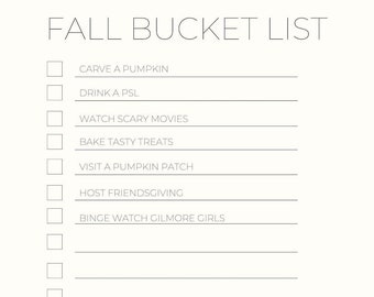 Fall Bucket List Printable Autumn Bucket List Printable - Etsy
