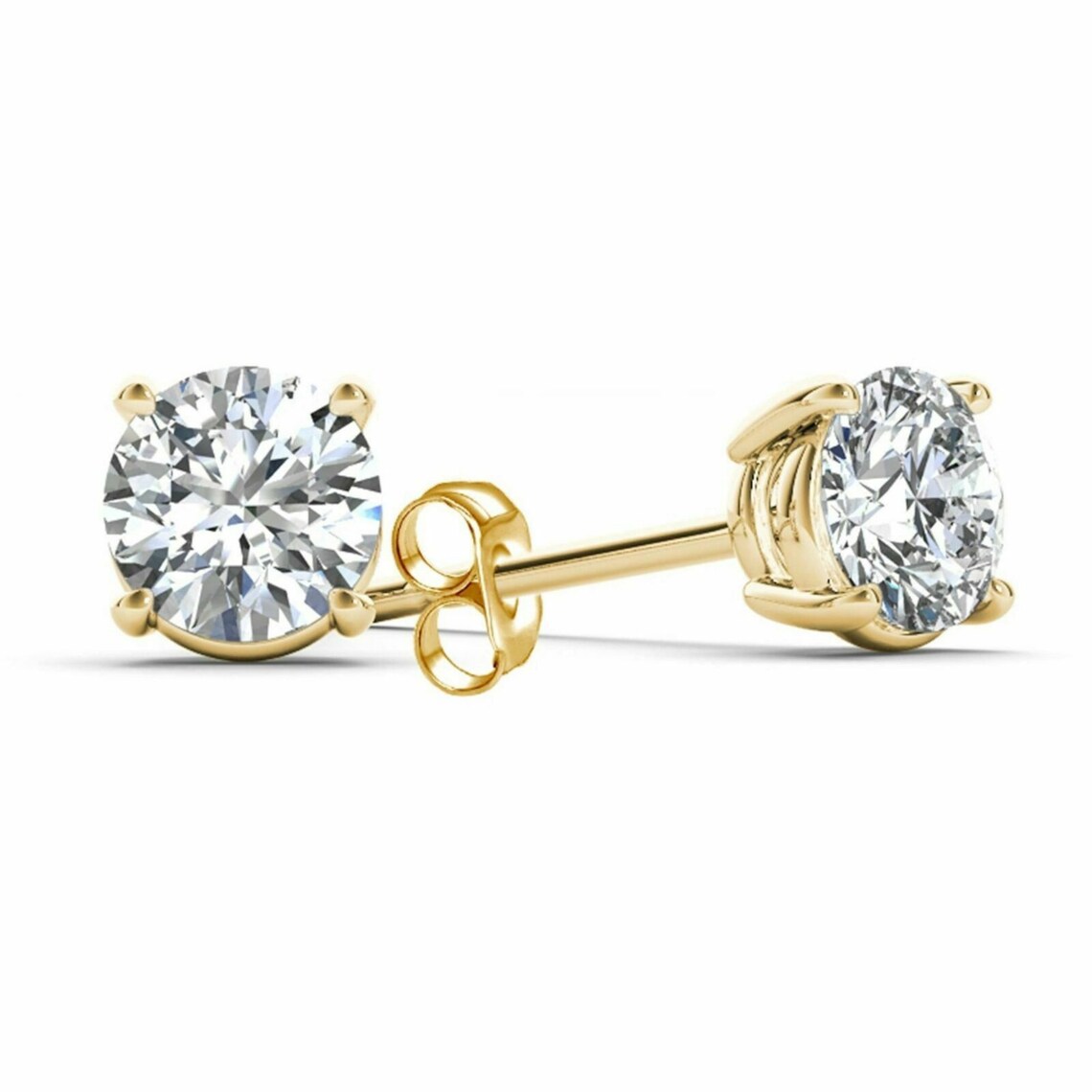 Sparkly Real 14k Yellow Gold Push Back Earrings Studs All - Etsy