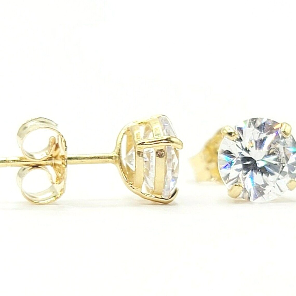 Sparkly Real 14k Yellow Gold Push Back Earrings Studs All - Etsy