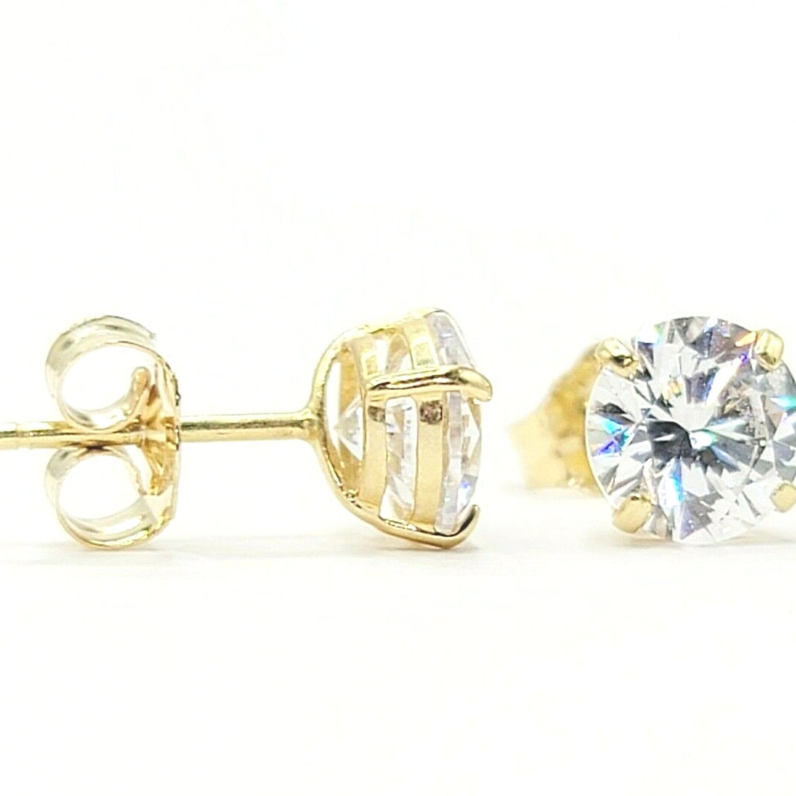 Sparkly Real 14k Yellow Gold Push Back Earrings Studs All - Etsy