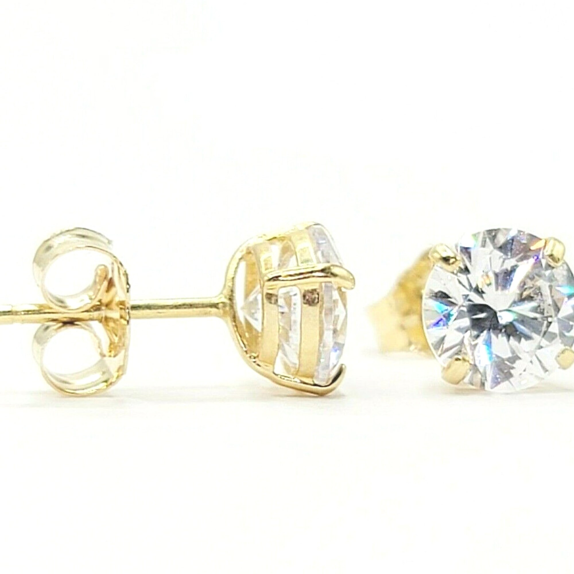 Sparkly Real 14k Yellow Gold Push Back Earrings Studs All - Etsy