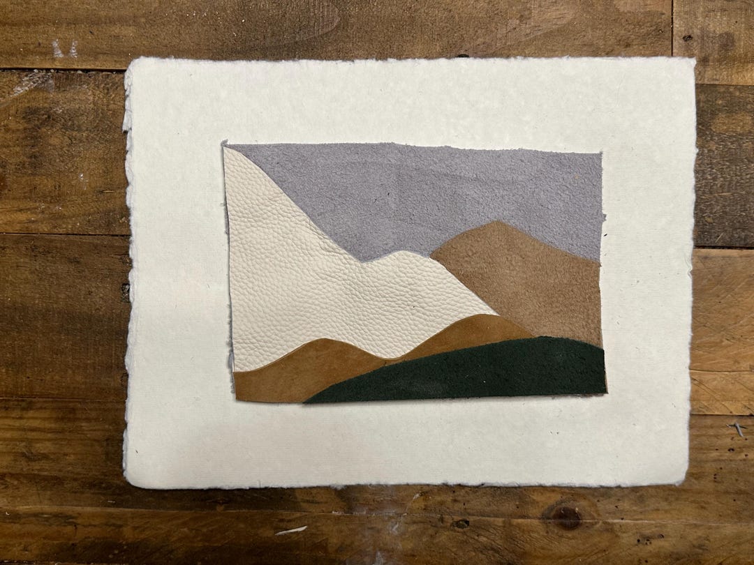 Recycled Leather Landscape Collage: Coastal California Art on Handmade ...