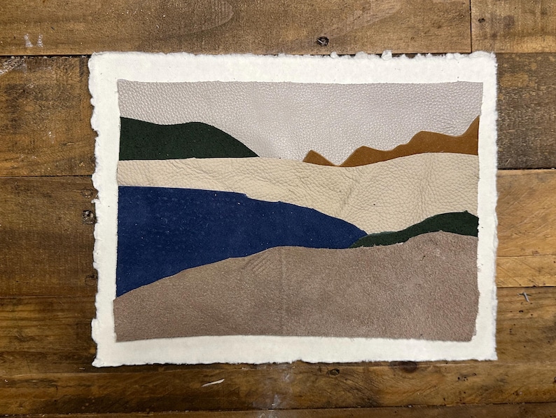 Handmade Leather Landscape Collage #5 - Coastal California Beach Art on ...