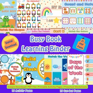 Toddler Busy Book Printable Activity Homeschool Montessori Binder Quiet ...