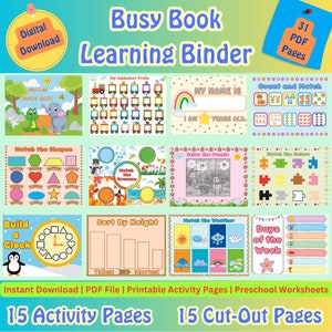 Toddler Busy Book Printable Activity Homeschool Montessori Binder Quiet ...