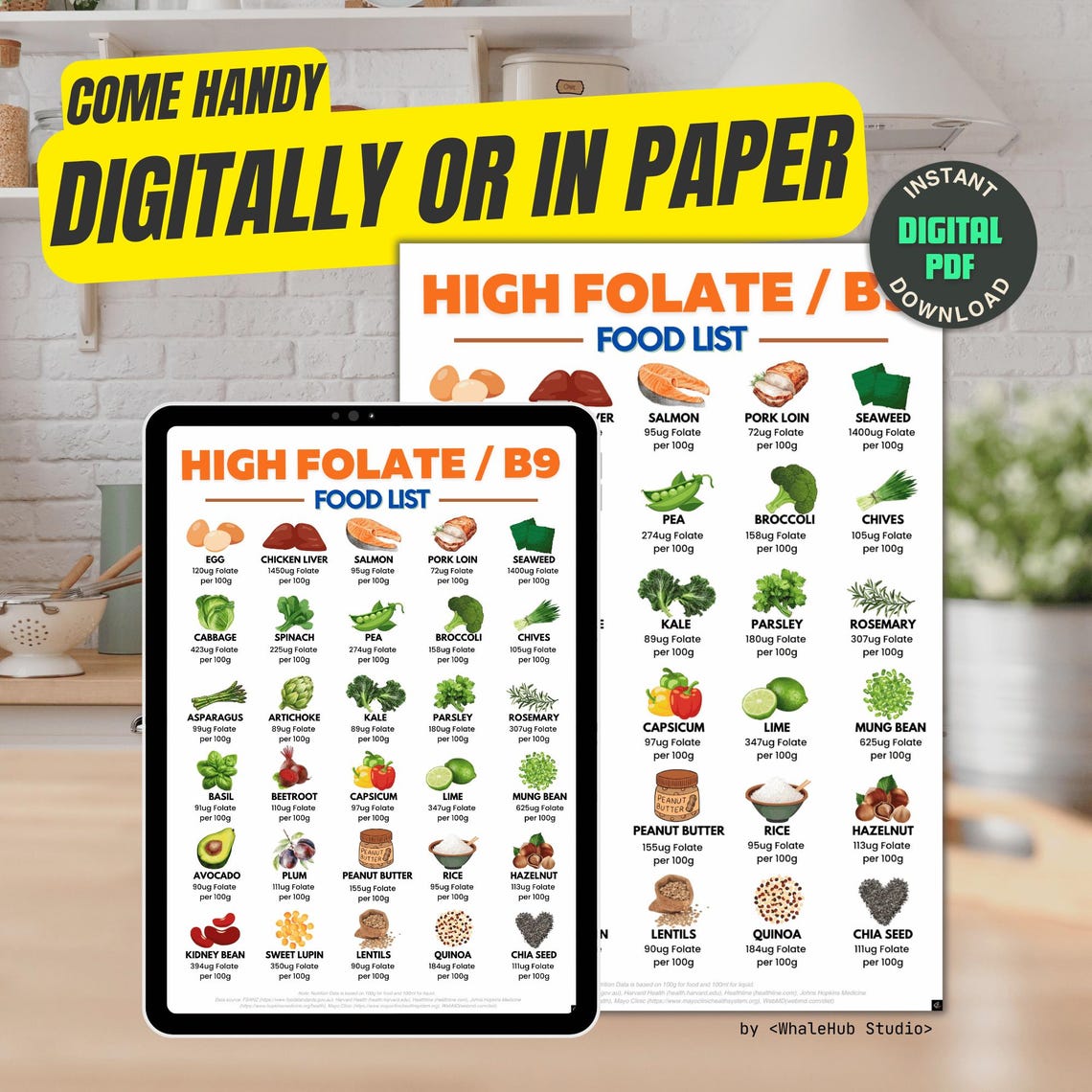 High Folate Foods, Folic Acid Food List, Vitamin B9, Pregnancy Maternal ...