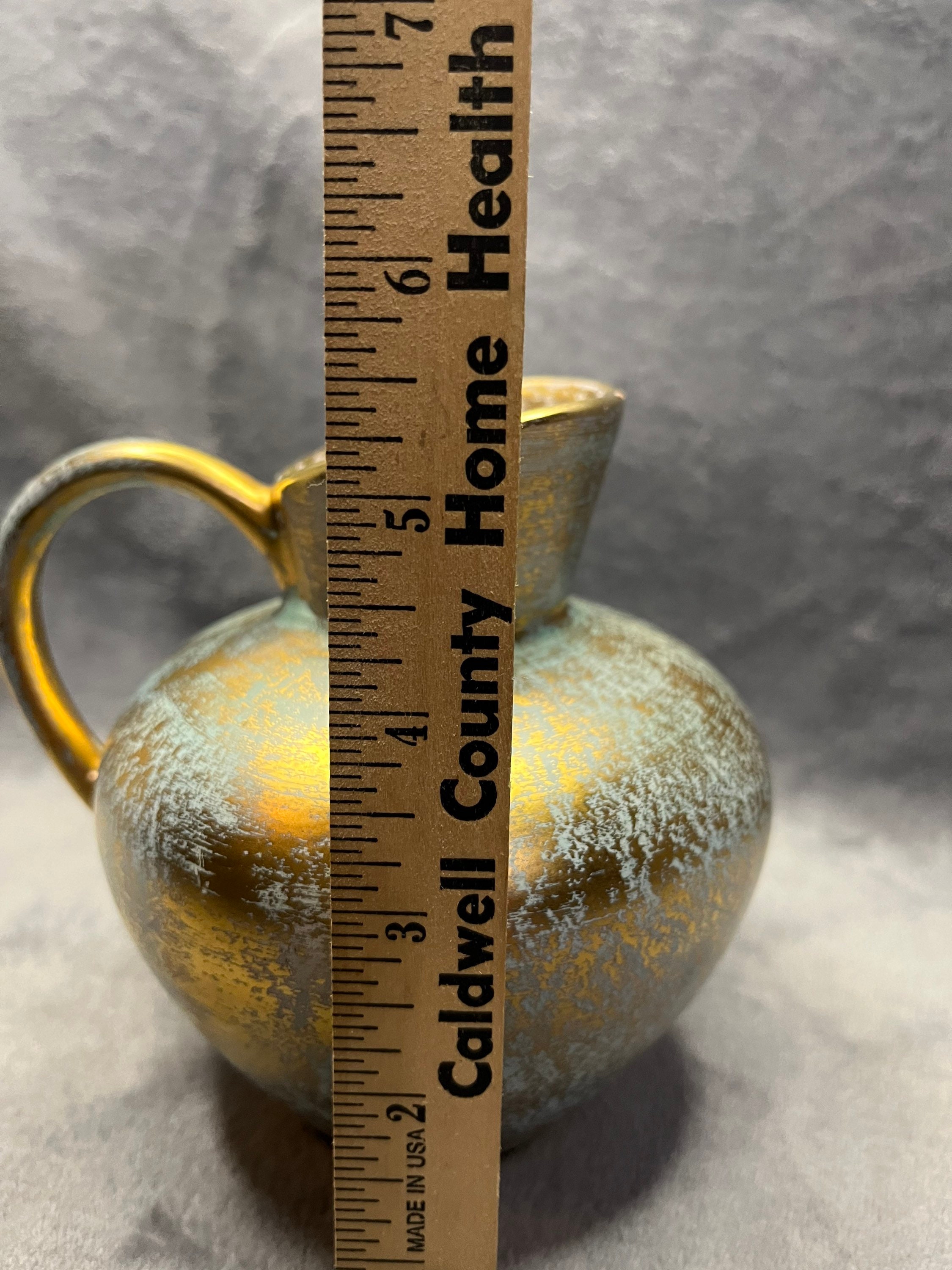 Vintage Stangl Antique Gold/blue Jug W/ Handle Mid Century Art Pottery ...