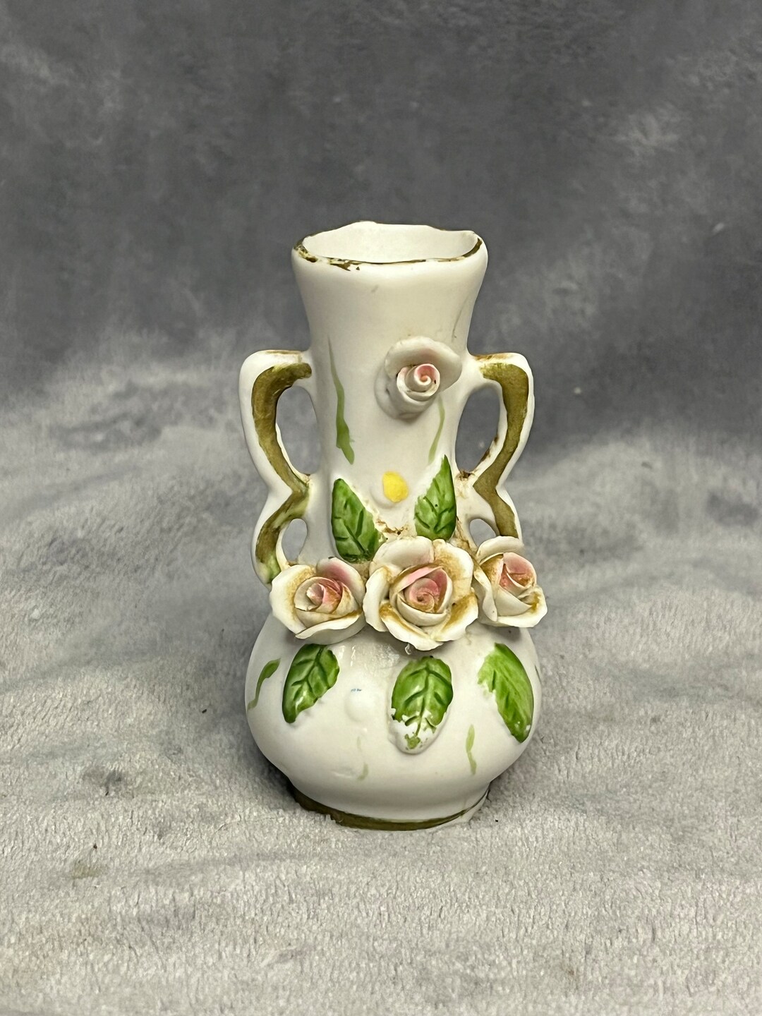 Vintage Porcelain Bisque Mini Vase With Double Handles - Etsy