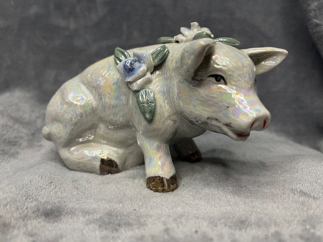 Vintage Lusterware Pig Ceramic Figurine - Etsy