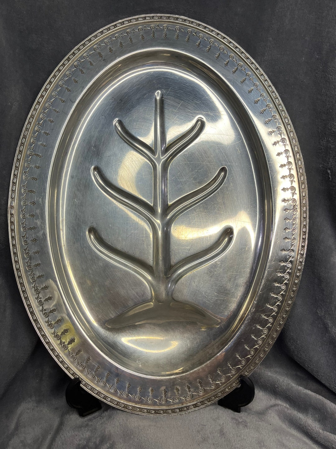 Vintage 1940s Oval Silver Plate Footed Meat Tray-read Description for ...
